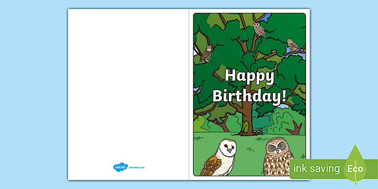 Owl Birthday Card (teacher made) - Twinkl