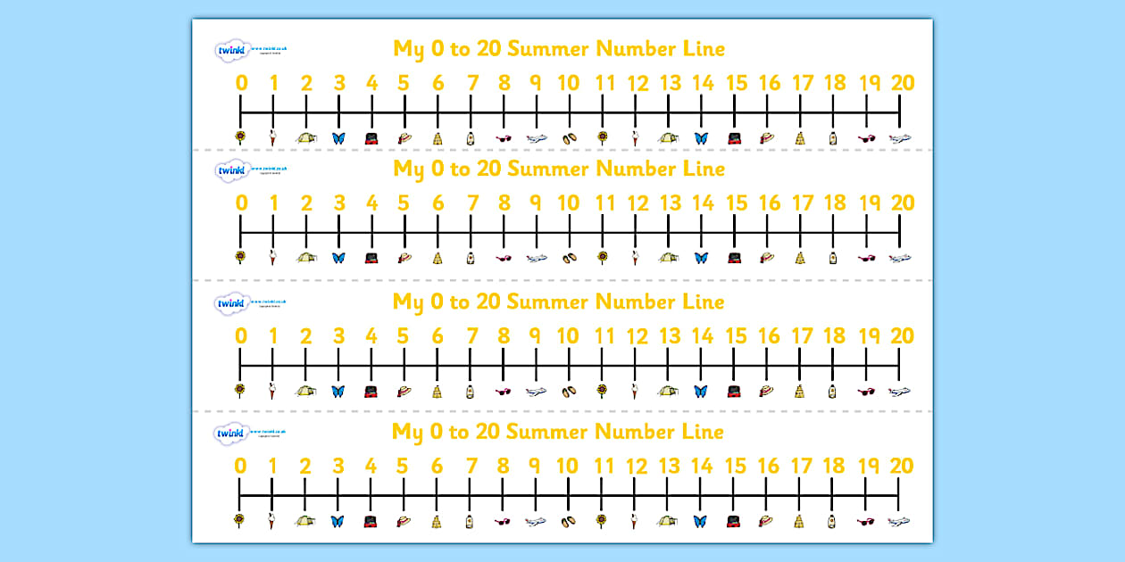 Summer Number Line (0-20) - Twinkl