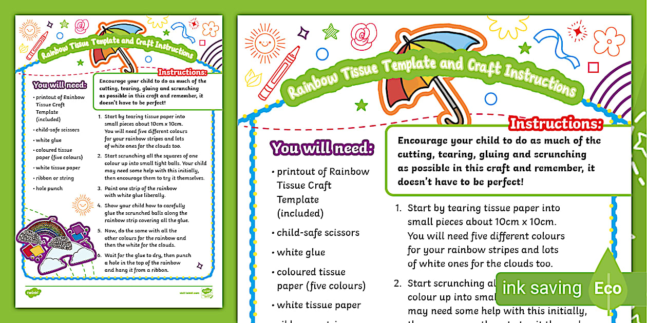 Rainbow Tissue Craft Template and Instructions - Twinkl