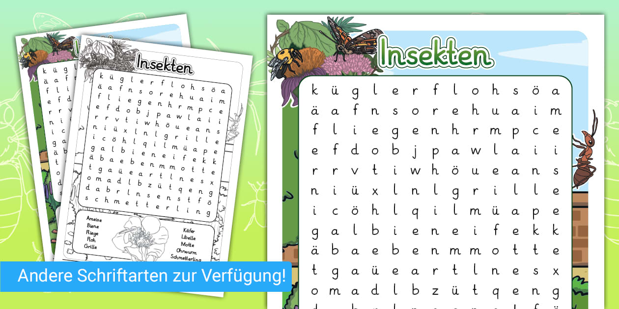 Insekten - Suchsel - Twinkl Deutschland (teacher made)