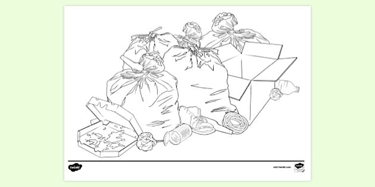 Pile of Rubbish Waste Colouring Sheet (teacher made)