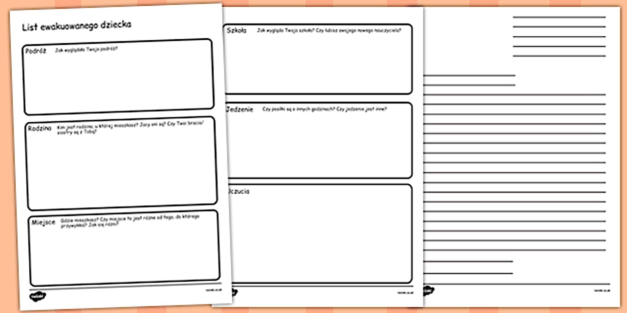 Szablon List ewakuowanego dziecka po polsku (teacher made)