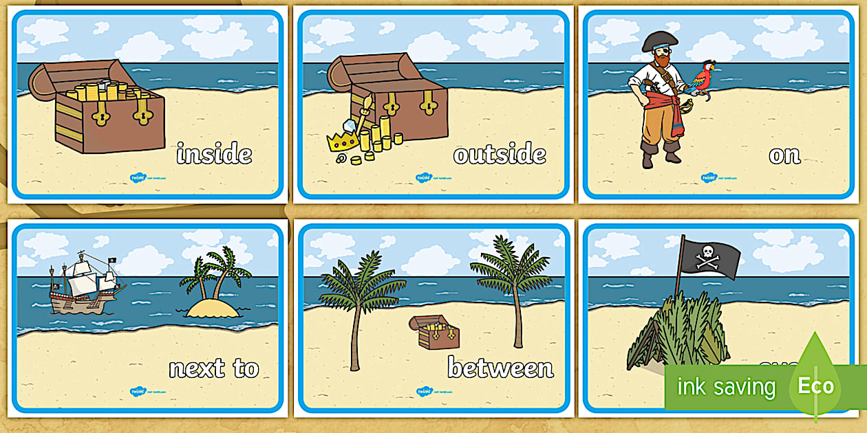 Pirate Prepositions of Place Language Posters - ESL Positional Language
