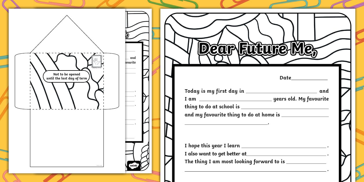 Dear Future Me Back to School Activity Sheet - Twinkl
