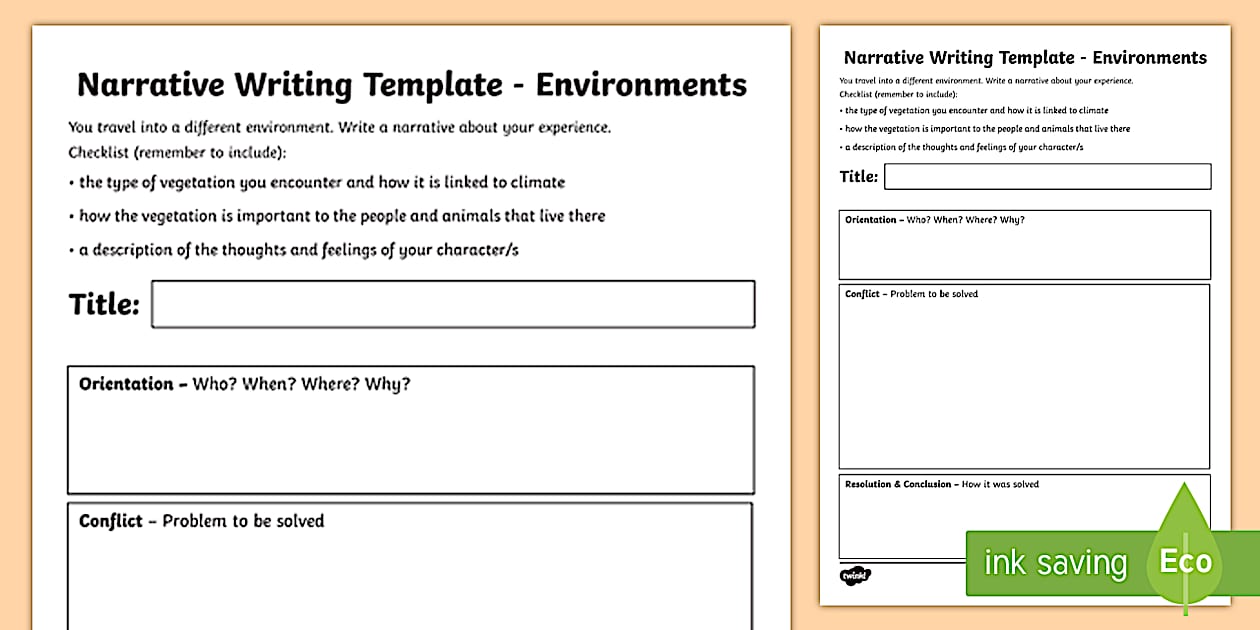Environments Narrative Writing Template (teacher made)