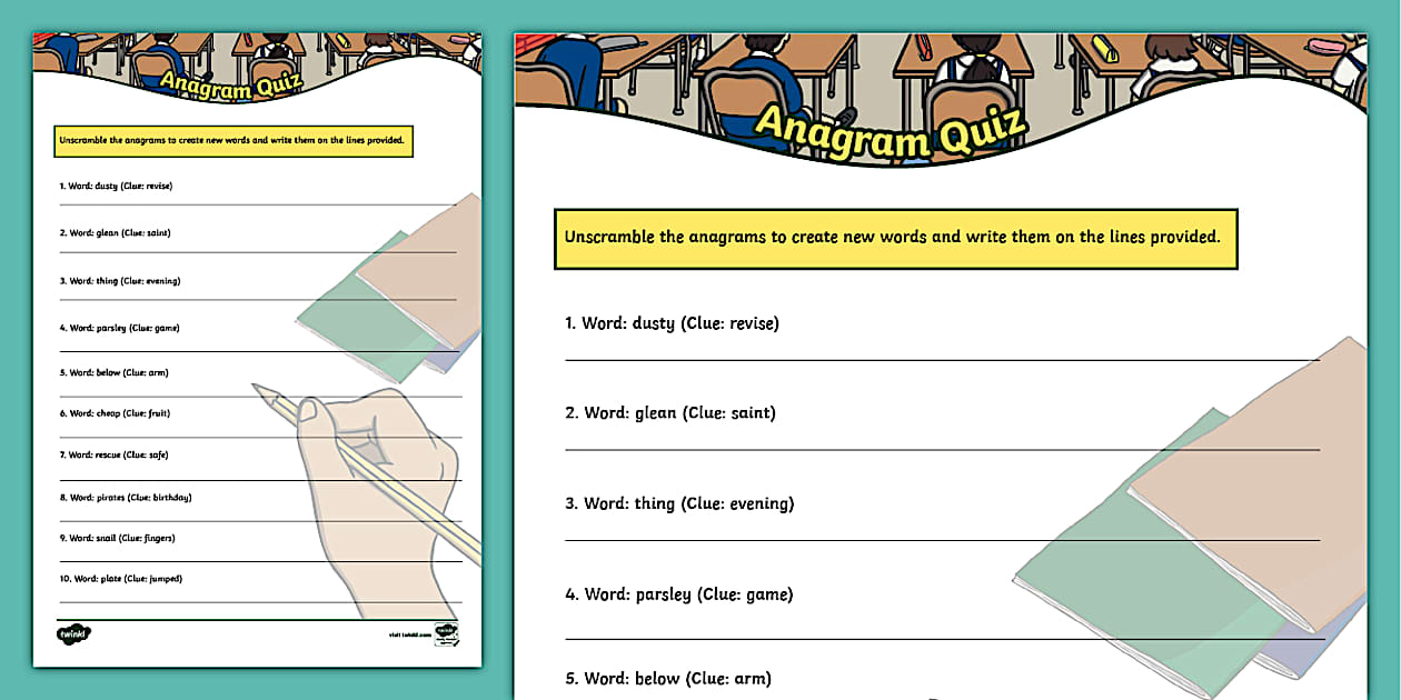 Rearrange the Word Anagram Quiz (teacher made) - Twinkl
