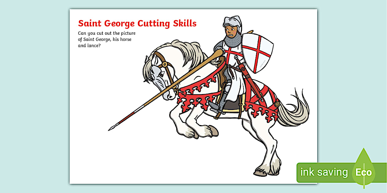 St. George's Day Cutting Skills Worksheet - Twinkl