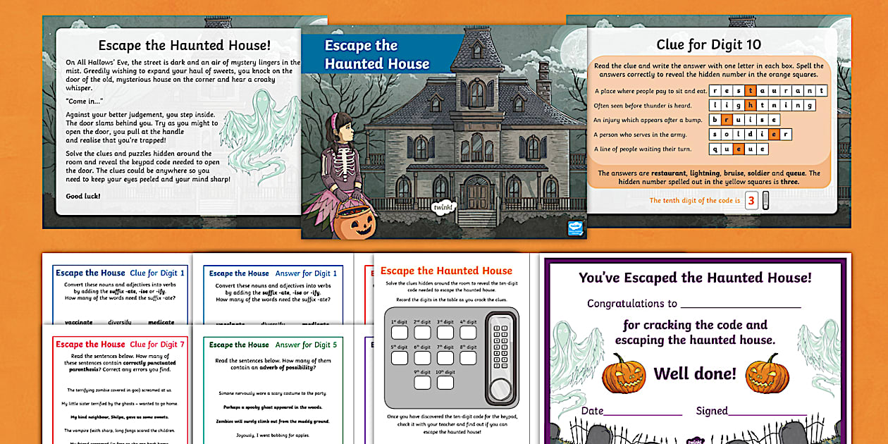 Year 5 English Escape the Haunted House Game (teacher made)
