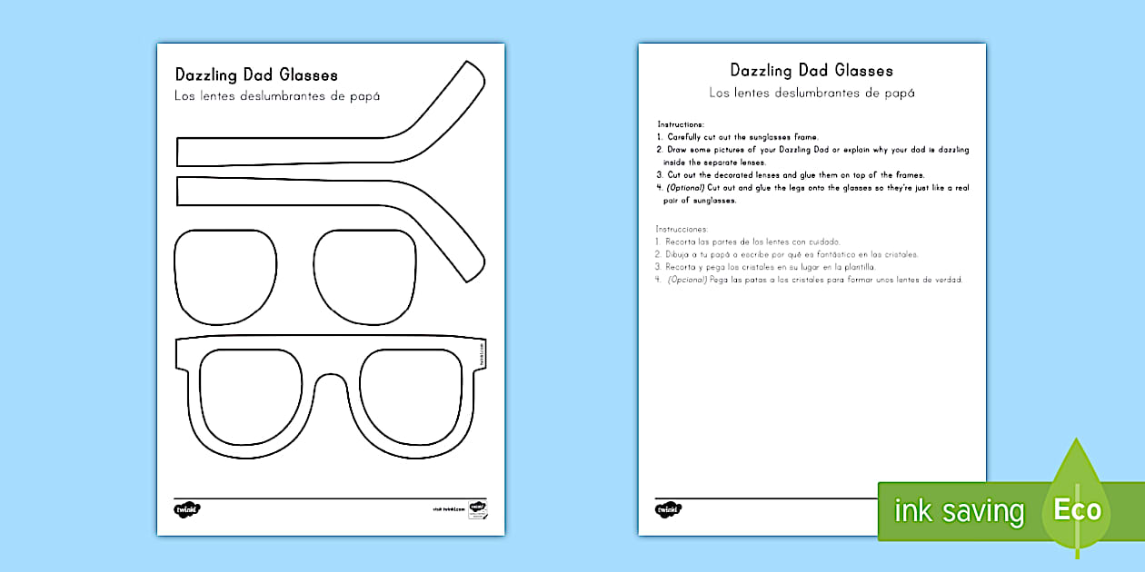 Father's Day Dazzling Dad Sunglasses Gift Craft- Guía de trabajo
