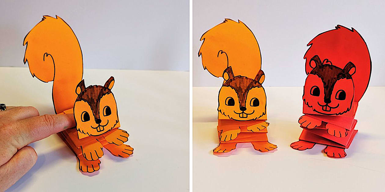 Folded Paper Squirrel | Printable Squirrel Craft Template