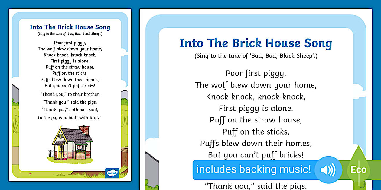 Black and White Into The Brick House Song - Twinkl