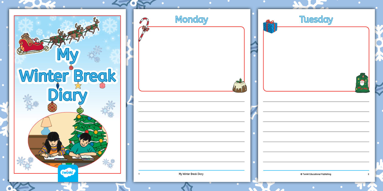 My Winter Break 7 Day Diary Writing Frame (Teacher-Made)