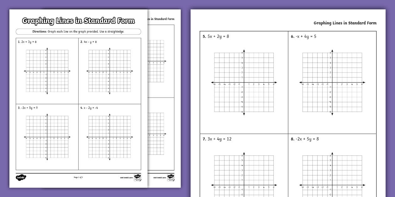 Eighth Grade Graphing Lines in Standard Form Activity
