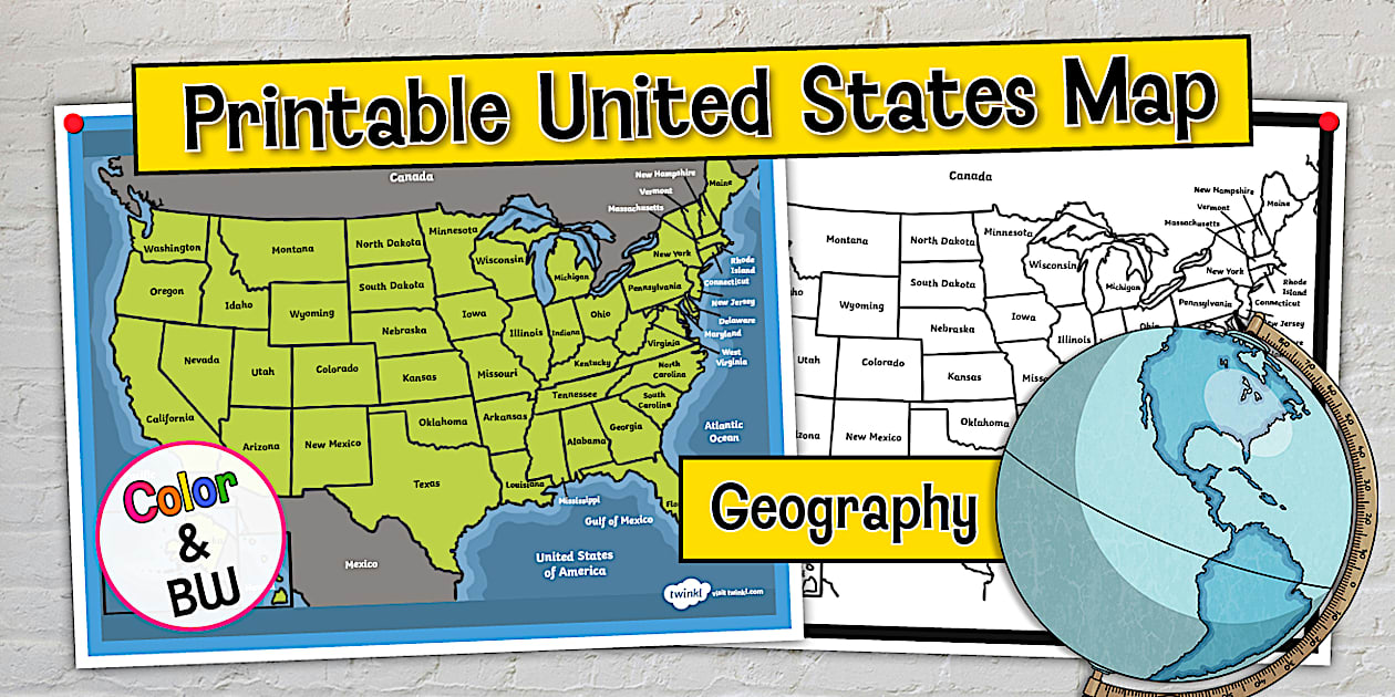 United States Map for Kids | Map of US states (teacher made)