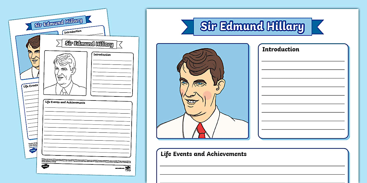 Sir Edmund Hillary Biography Template (Teacher-Made)