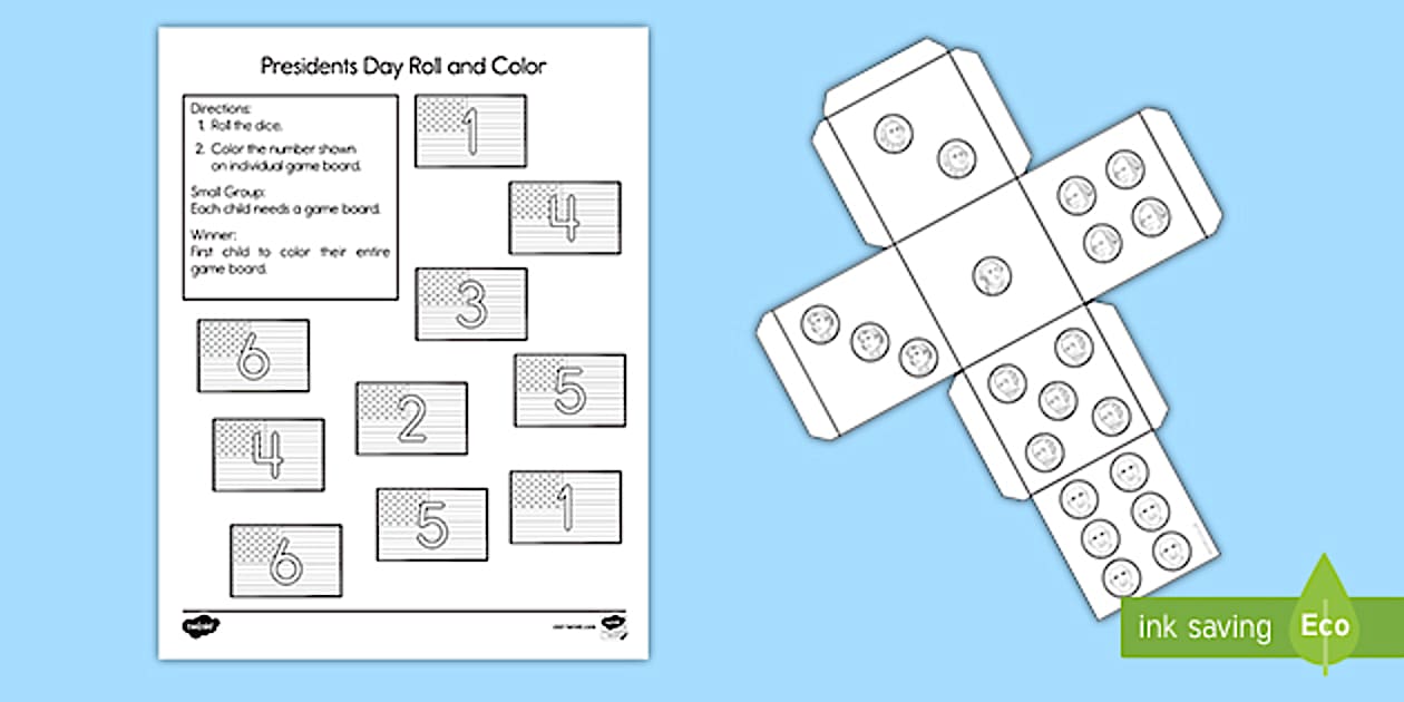 Presidents Day Roll And Color | Learning Resources | Twinkl