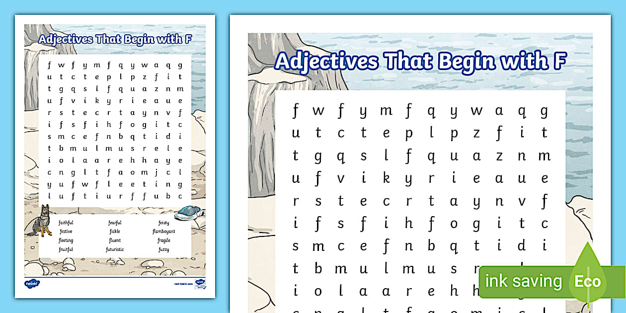 Adjectives That Begin with F Word Search (teacher made)