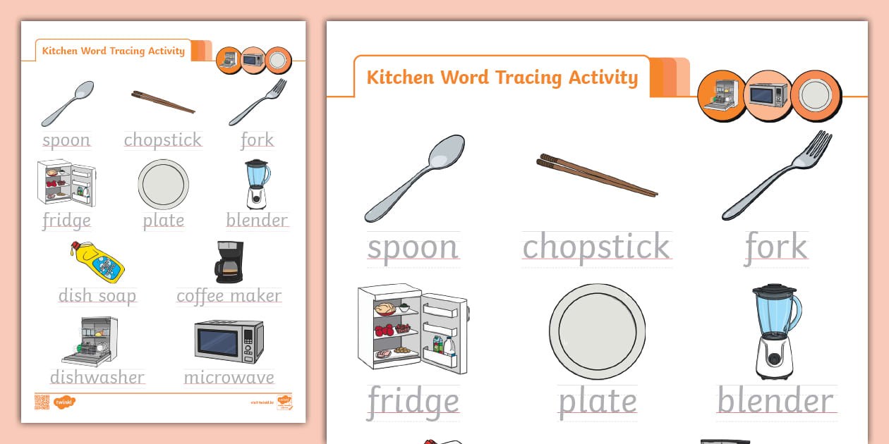 09 Teacher I Am Done | Kitchen Word Tracing Activity