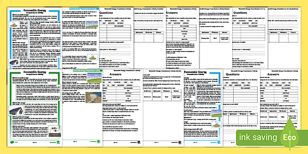 Renewable Energy Differentiated Comprehension Activity