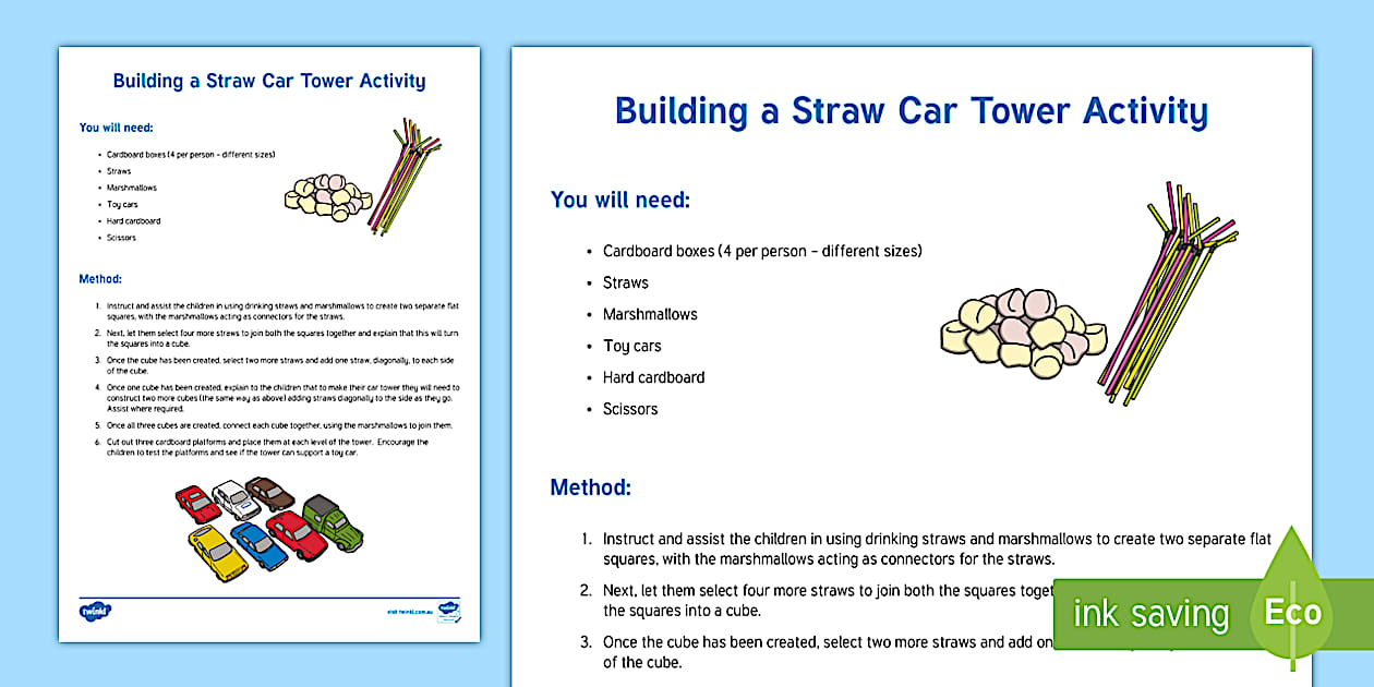Building a Straw Tower Activity (teacher made) - Twinkl