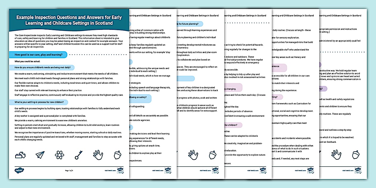 Example Scottish Inspection Questions and Answers for ELC