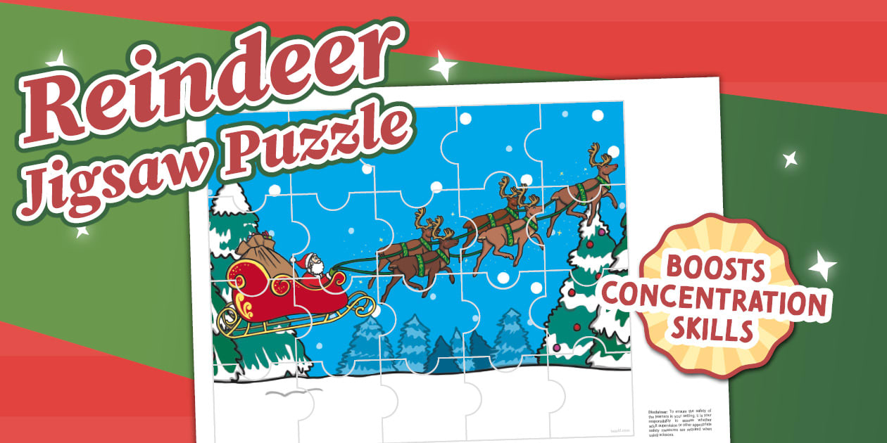 Reindeer Jigsaw Puzzle - Twinkl Ireland