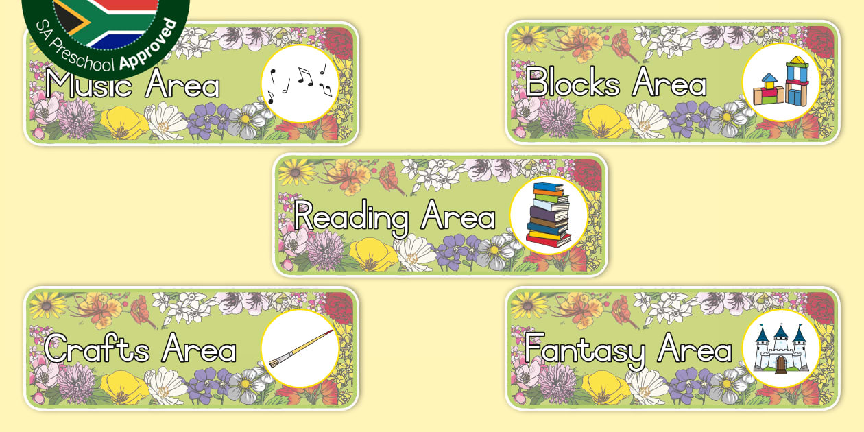 Flowers-Themed Class Area A4 Display Banners (teacher made)