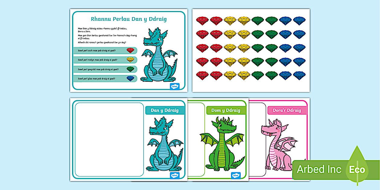 Gweithgaredd Rhannu Perlau Dan Y Ddraig (teacher made)