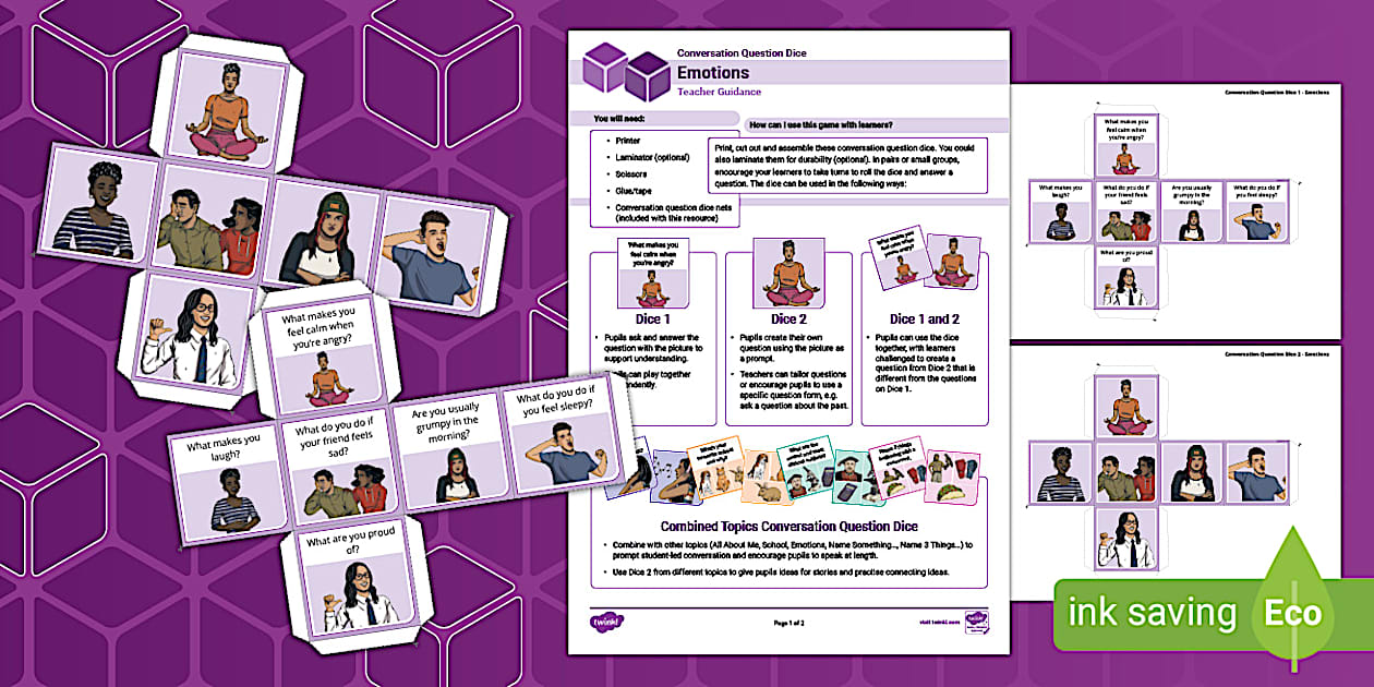 EAL Older Learners Conversation Question Dice - Emotions