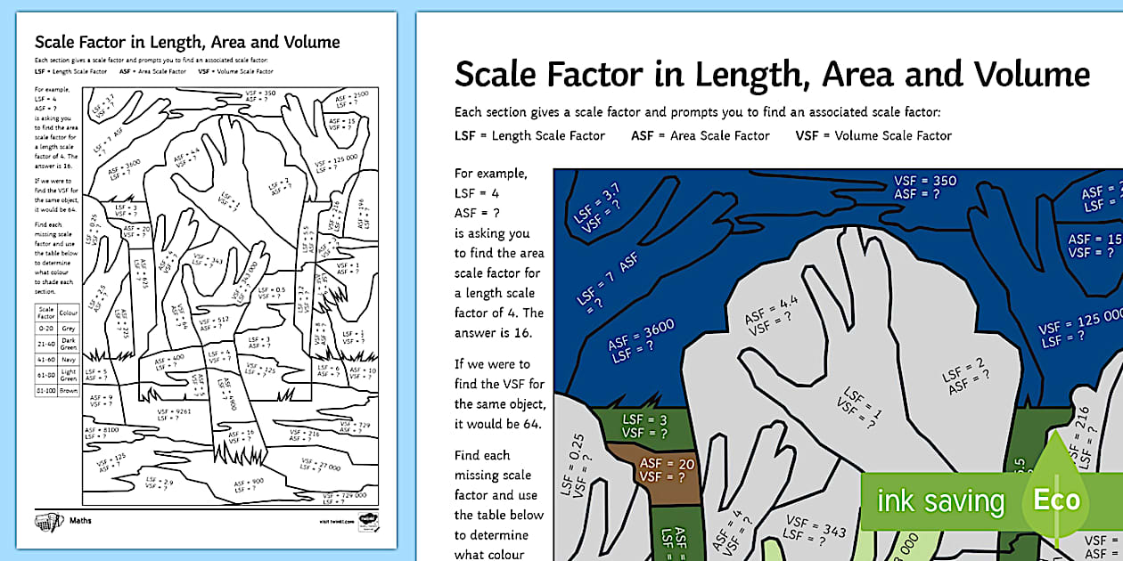 Scale Factor in Length, Area and Volume Colour by Number