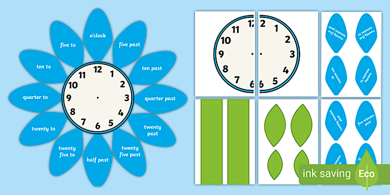 Flower Analogue Clock Label for the Classroom | Telling Time