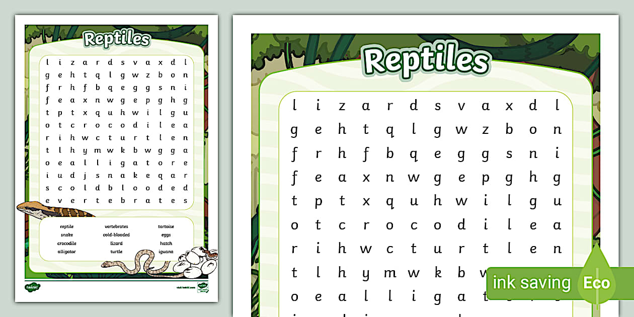 Reptiles Word Search (teacher made) - Twinkl