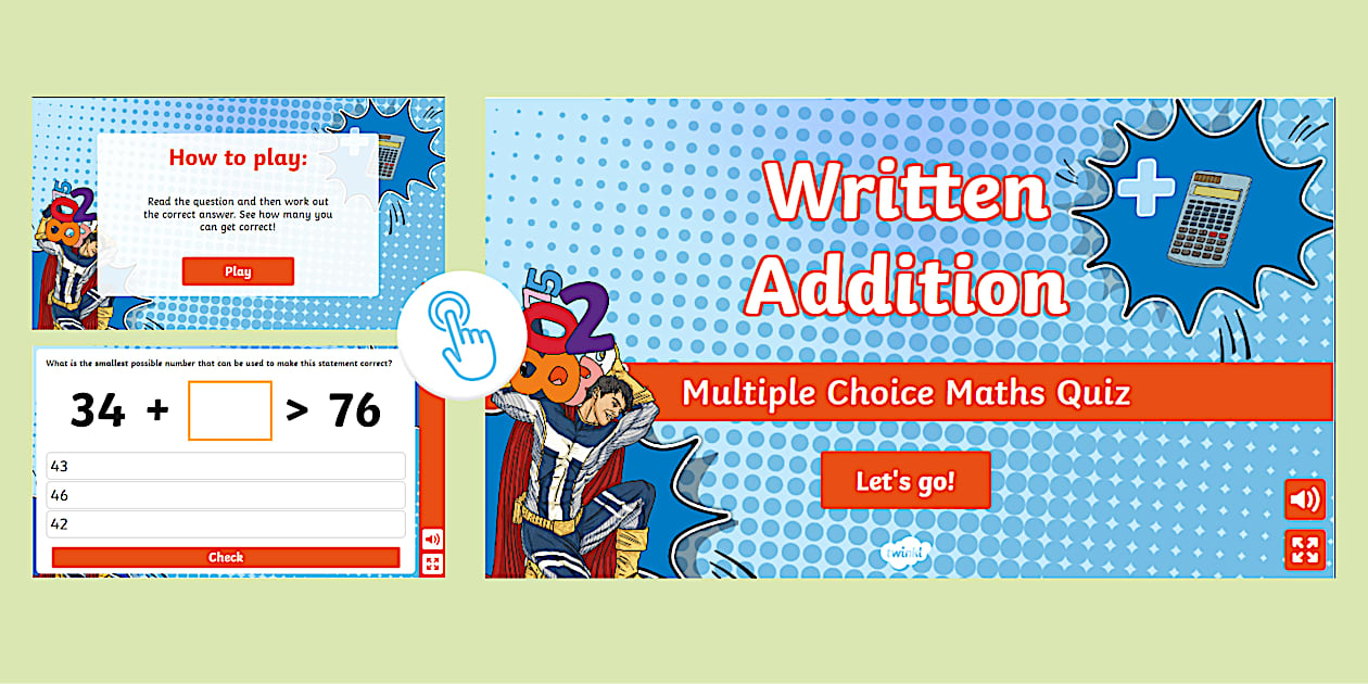 👉 Written Addition Interactive Maths Quiz - KS2 Revision