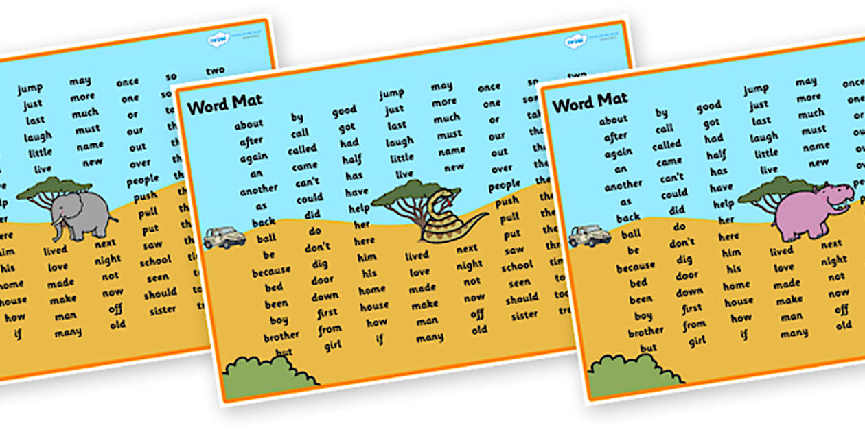 Safari Themed Word Mat KS1