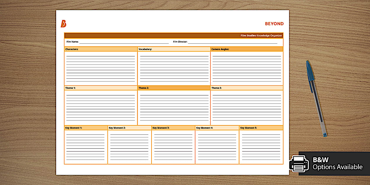 Film Studies Knowledge Organiser (Template) (teacher made)
