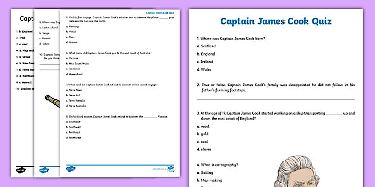 Crash Course Podcast Captain James Cook Quiz (teacher made)