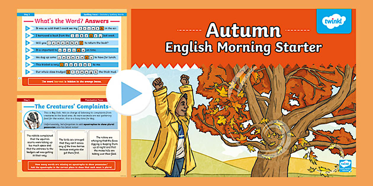 Year 4 English Autumn Morning Starter PowerPoint - Twinkl