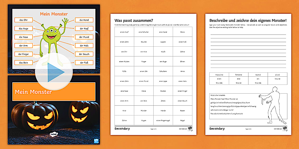 My Monster Halloween Differentiated PowerPoint German