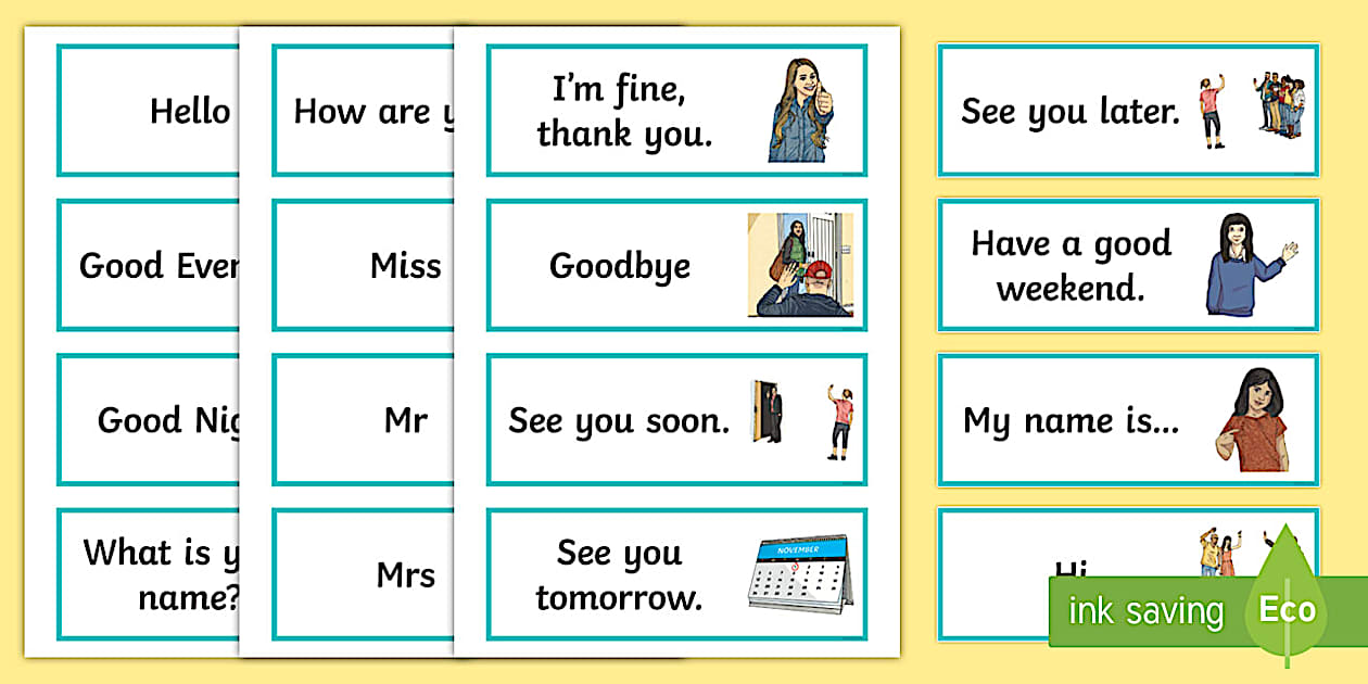 Greetings in English Flashcards - Greetings Flashcards
