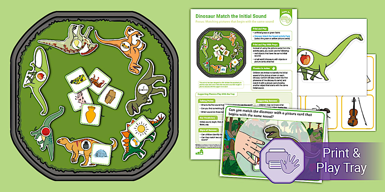 Dinosaur Play Tray | Match the Initial Sound | Twinkl EYFS