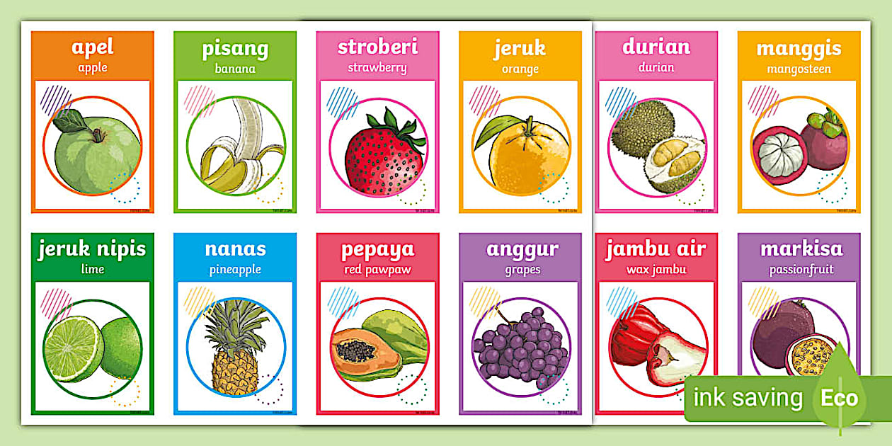 Indonesian Fruit Word Cards | Vocabulary Resources | Twinkl