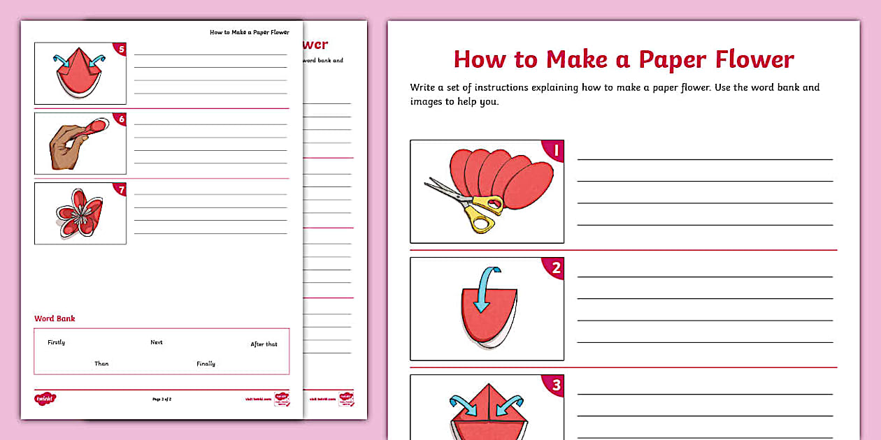 How to Make a Paper Flower Instruction Writing Template