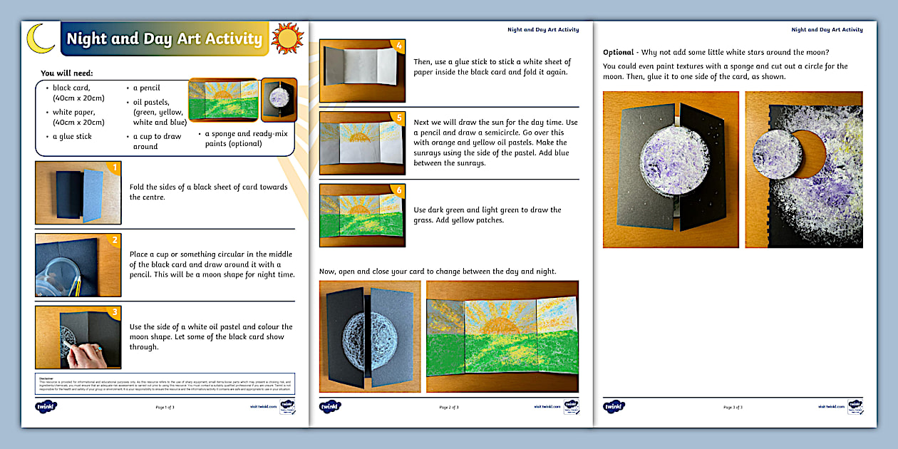 KS1 Night and Day Art Activity (teacher made) - Twinkl