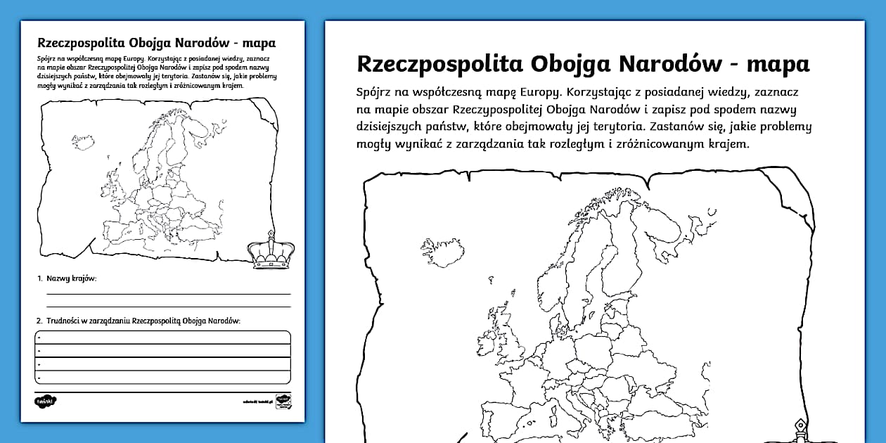 Rzeczpospolita Obojga Narodów | Zadania | Mapa - Twinkl