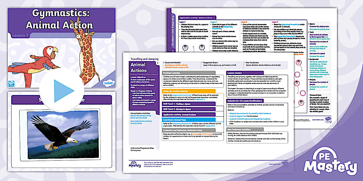 PE Mastery Y1 Gymnastics Travel & Jump L1 Animal Actions