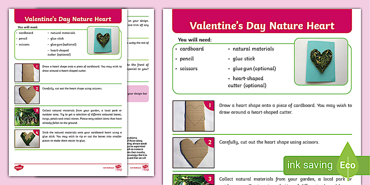 Valentine's Day Nature Heart Craft Activity - Twinkl