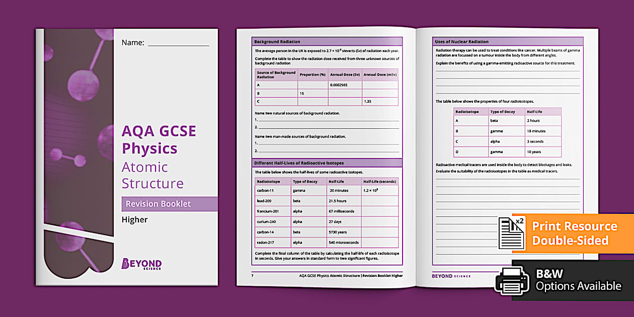 AQA Physics Atomic Structure Higher Revision Booklet AQA Physics Atomic Structure Higher Revision Booklet