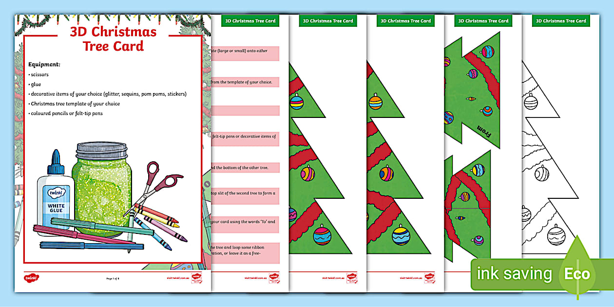 3D Christmas Tree Card (teacher made) - Twinkl
