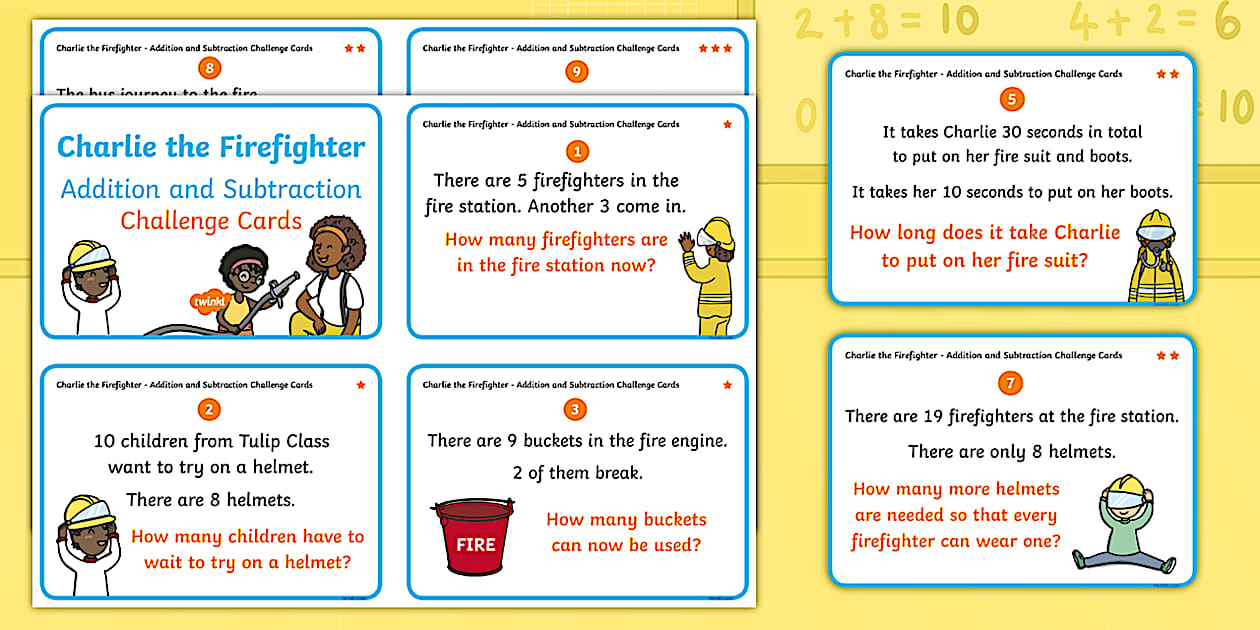 Charlie the Firefighter Addition and Subtraction Differentiated Challenge
