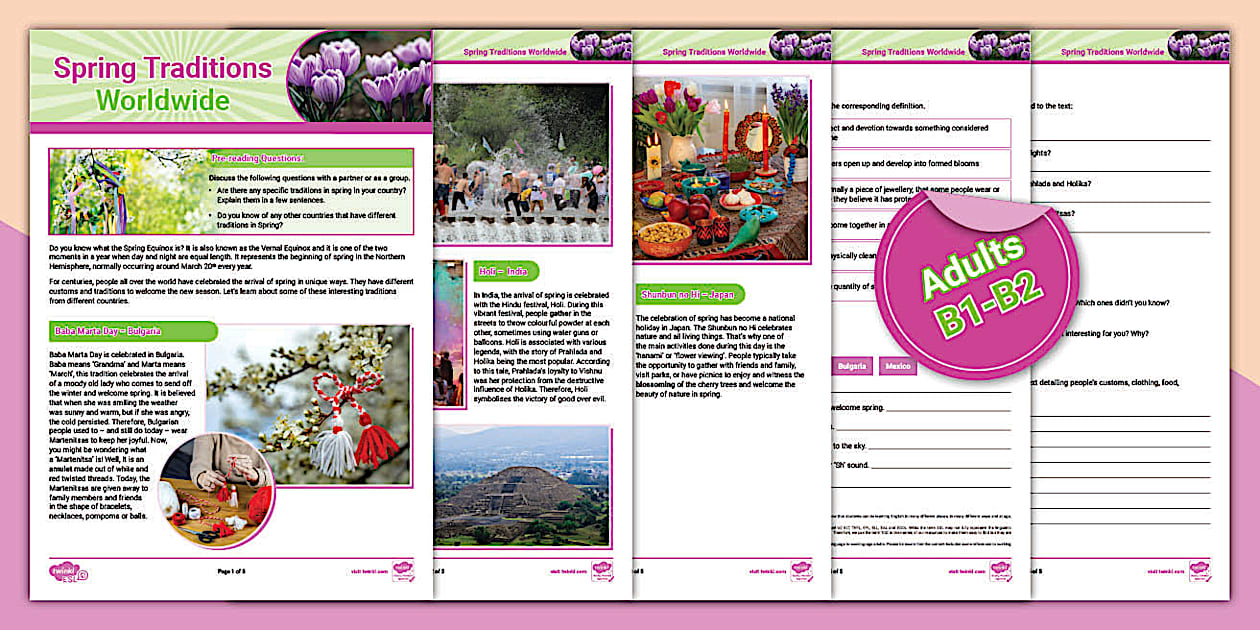 ESL Spring Traditions Worldwide Reading [Adults, B1-B2]